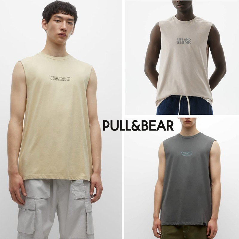 เสื้อแขนกุดPull & Bear Basic Sleeveless Tee | Shopee Thailand