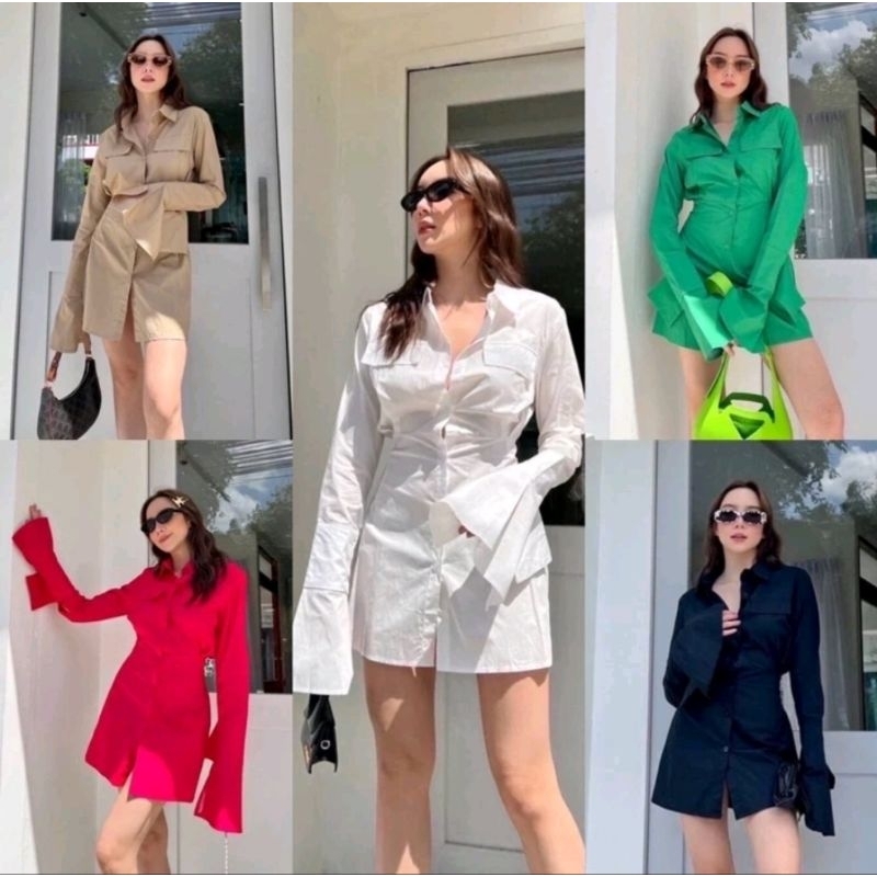 promthong มินิเดรสเชิ้ตที่ดีไซน์เริ่ดสุดๆเลยค่ะ (สีดำ) | Shopee Thailand