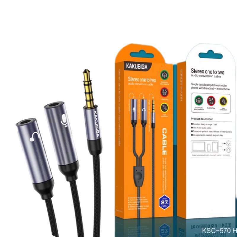 สายต่อหูฟังและไมค์แยก ผู้1เมีย2 อะแดปเตอร์ adapter 1 male 2 female Aux3 ...