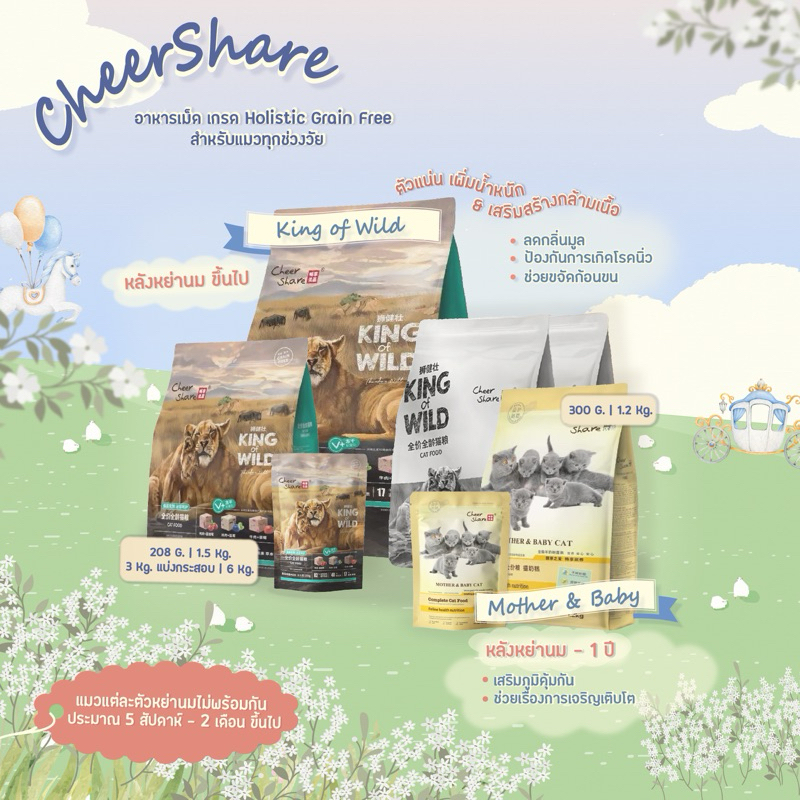ขนาด 3 Kg. (แบ่งกระสอบ) | Cheer Share สูตร King Of Wild อาหารแมว (แบบเม็ด) เกรด Holistic Grain ...