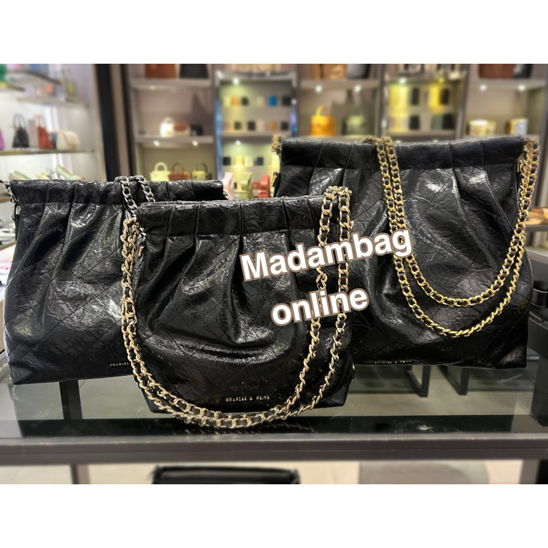 CHARLES & KEITH Duo Double Chain Bag ใบเล็ก /ใบใหญ่ กระเป๋าสะพายไหล่ ...