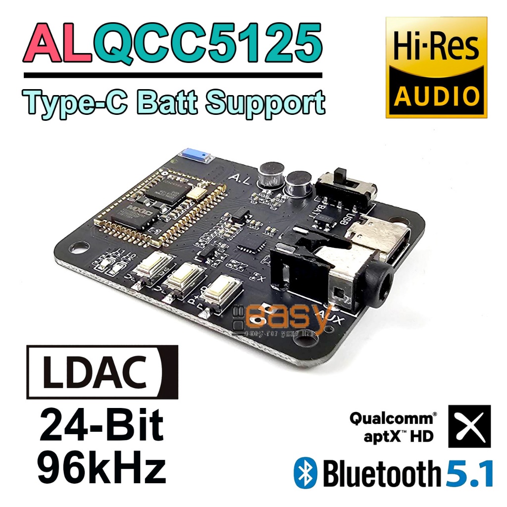 AL Type-C QCC5125 / QCC3034 LDAC HIFI Bluetooth 5.1 เสียงดีมาก ACC APTX aptxHD lossless qcc3031 ...