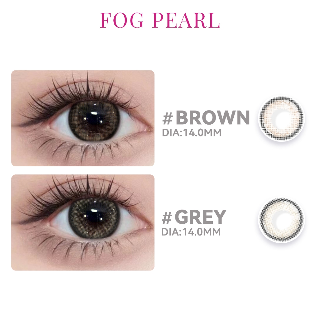 MIDROO🌈 คอนแทคเลนส์ คอนแทคเลนส์ สียอดนิยม บิ๊กอาย FOG PEARL 1คู่- 14 ...