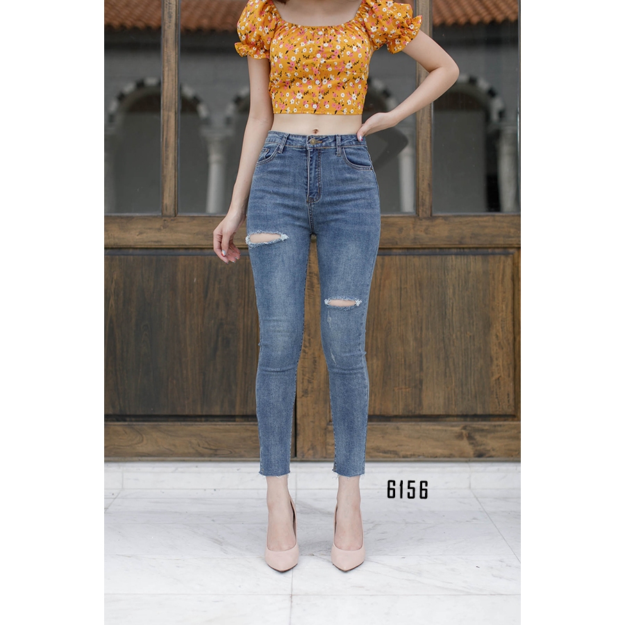 กางเกงยีนส์ NO: 6156 *ผ้ายืดสกินนี่* ค่ะ | Shopee Thailand
