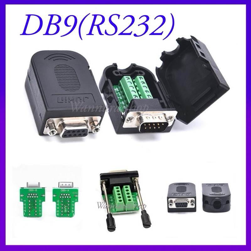 D-sub DB9 Breakout Board Connector with Case 9 Pin 2 Row Male RS232 Serial Port Solderless ...