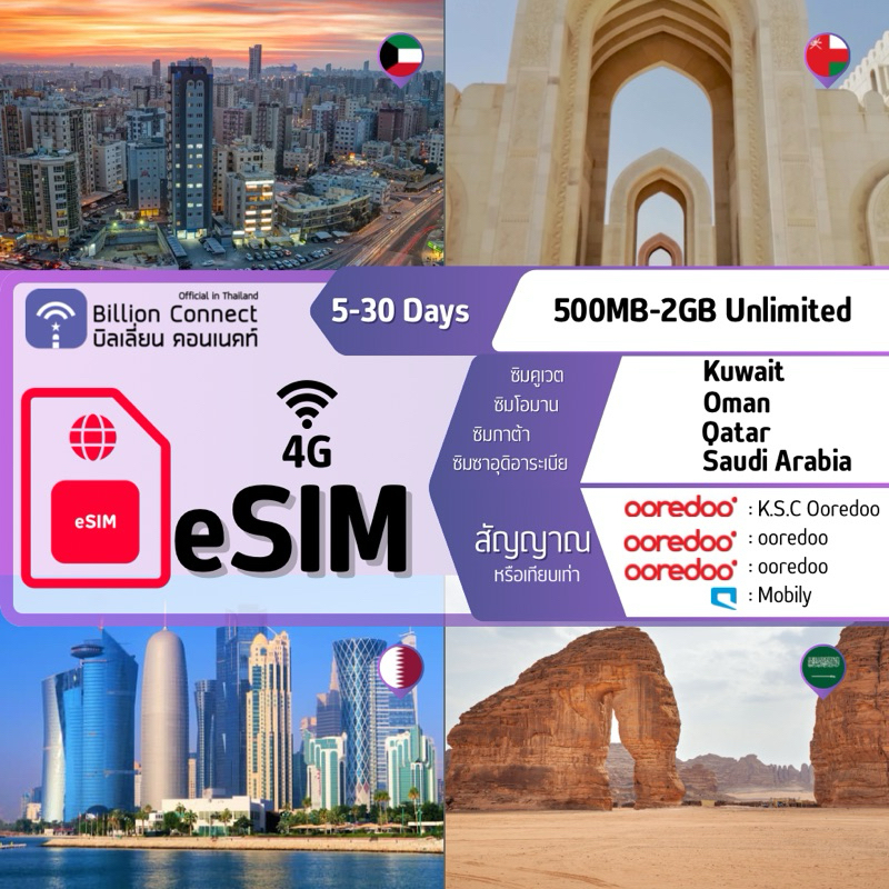eSIM GULF 4 Regions [Qatar Sim Card] 500MB-2GB Unlimited Daily สัญญาณ ...