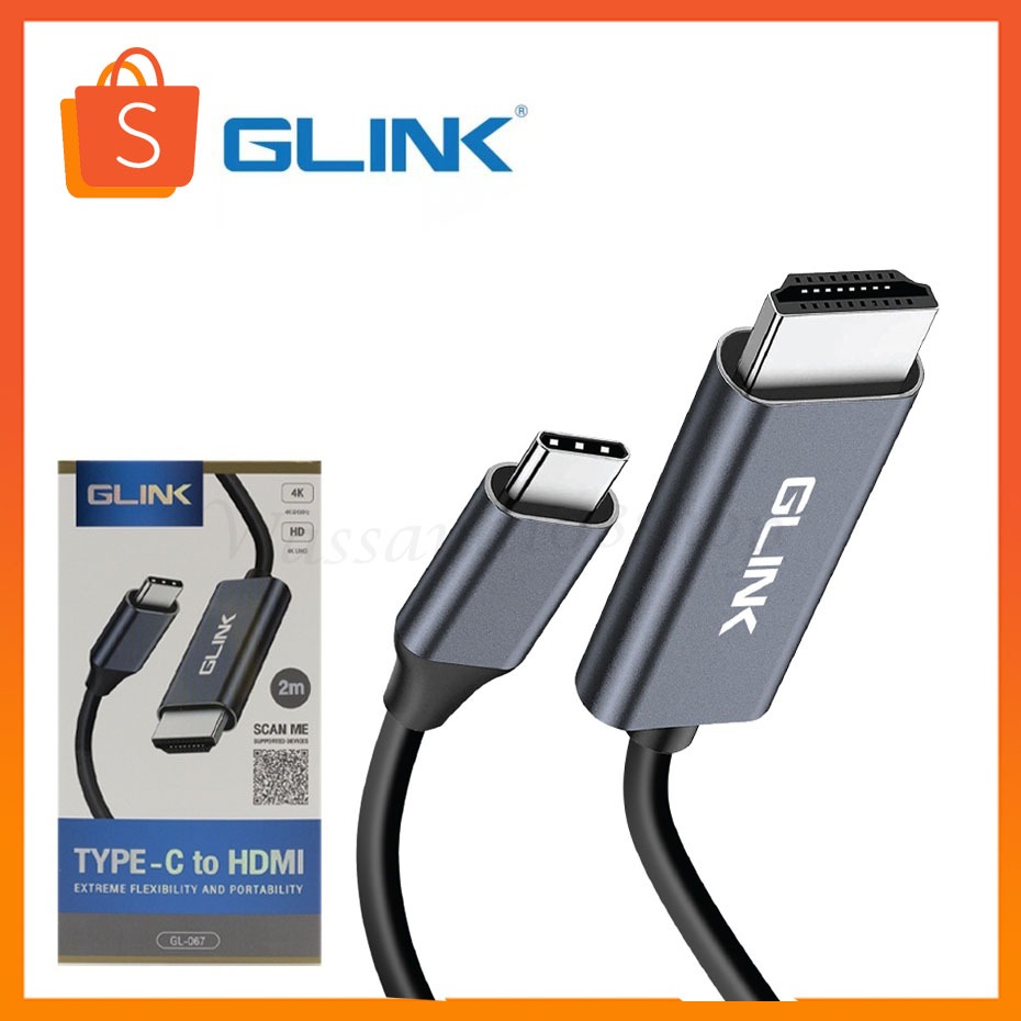 Glink GL-067 Cable TYPE-C TO HDMI 4K 2M สายแปลงต่อสมาร์ทโฟนออกจอทีวี ...