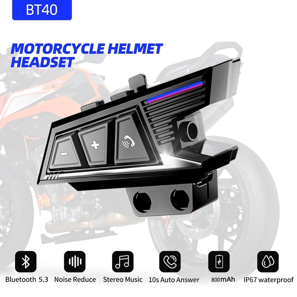 HELMET BLUETOOTH HEADSET BT40 V5.3 หูฟังบลูทูธติดหมวกกันน็อค หูฟังรถ ...