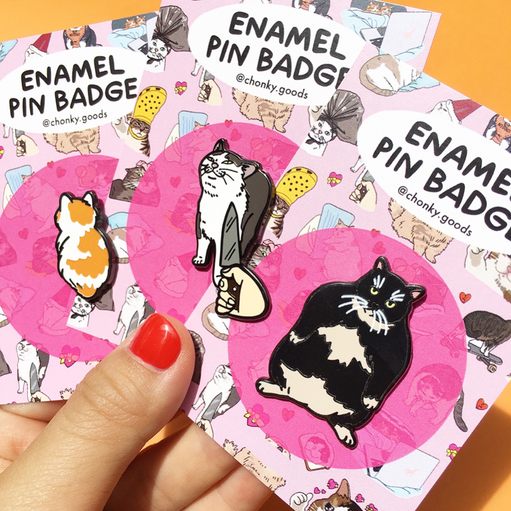 เข็มกลัด แมว มีม พิน Original Funny Cat Meme Enamel Pins | Knife Cat ...