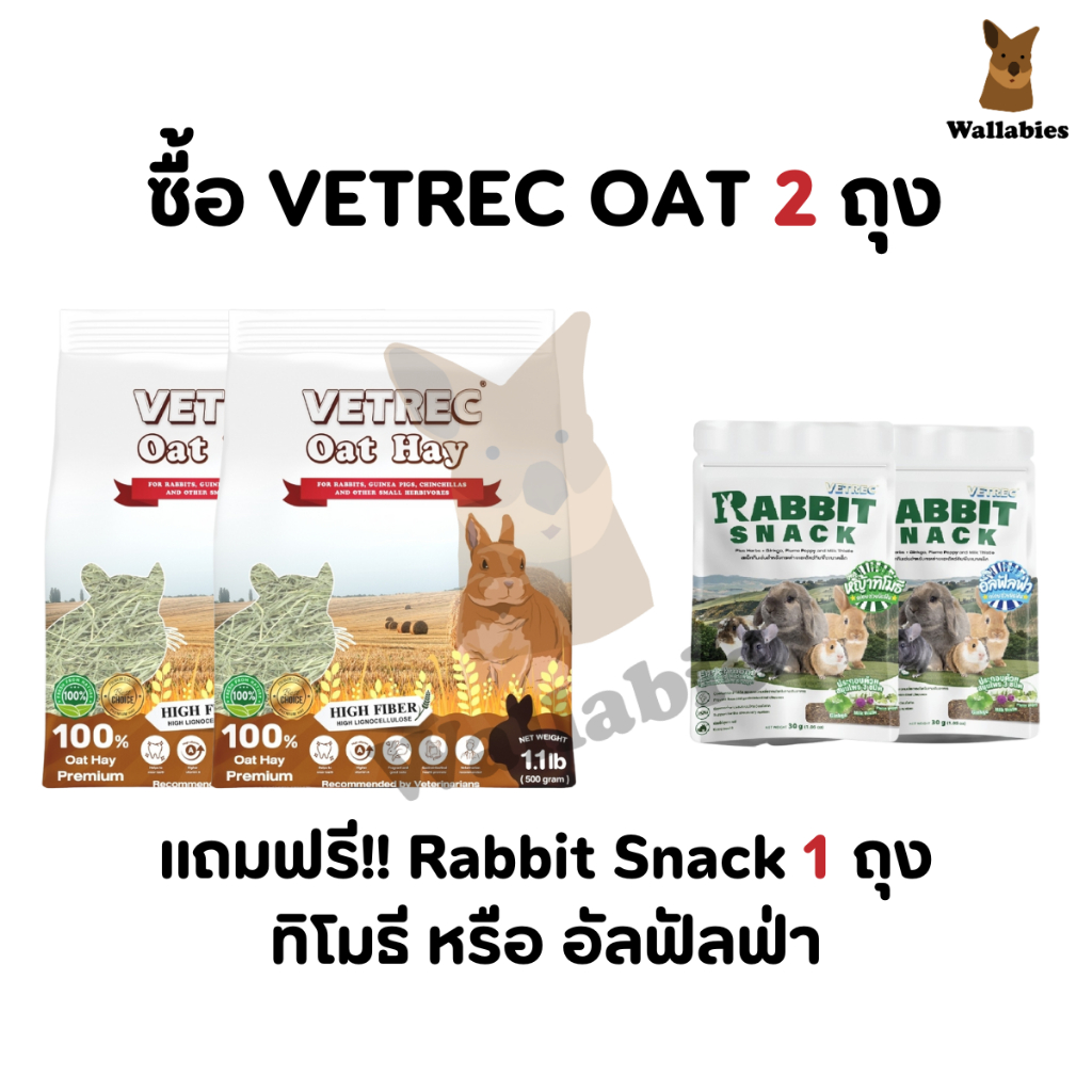 (ซื้อOat2แถมRabbit Snack1) หญ้าโอ๊ต Vetrec Oat Hay 500g หญ้าโอ๊ตสดใหม่ ...