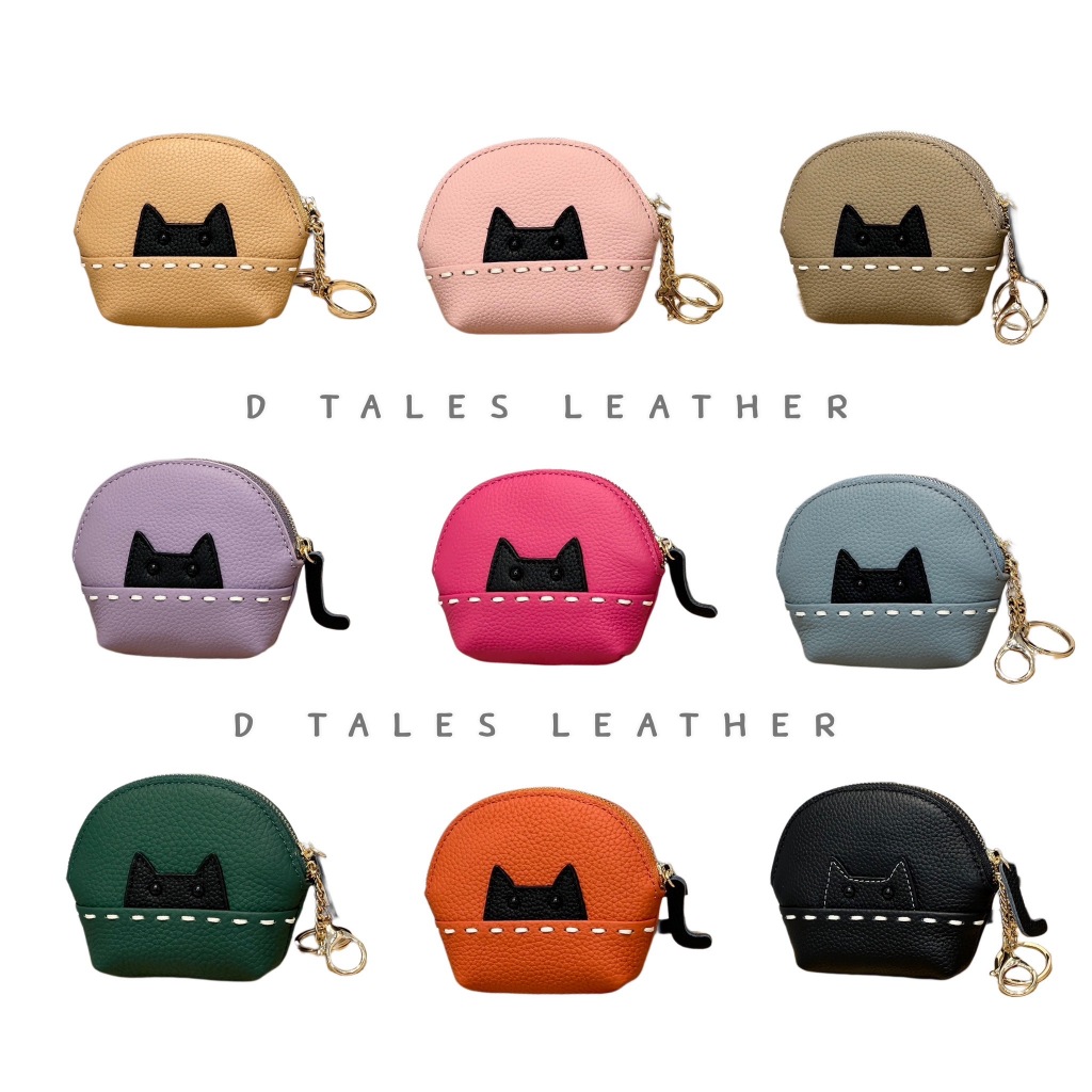 (เหลือ4xx โค้ดDT1JUL0)mini Shy Cat DTALES กระเป๋าเหรียญหนังวัวแท้ น้อง ...