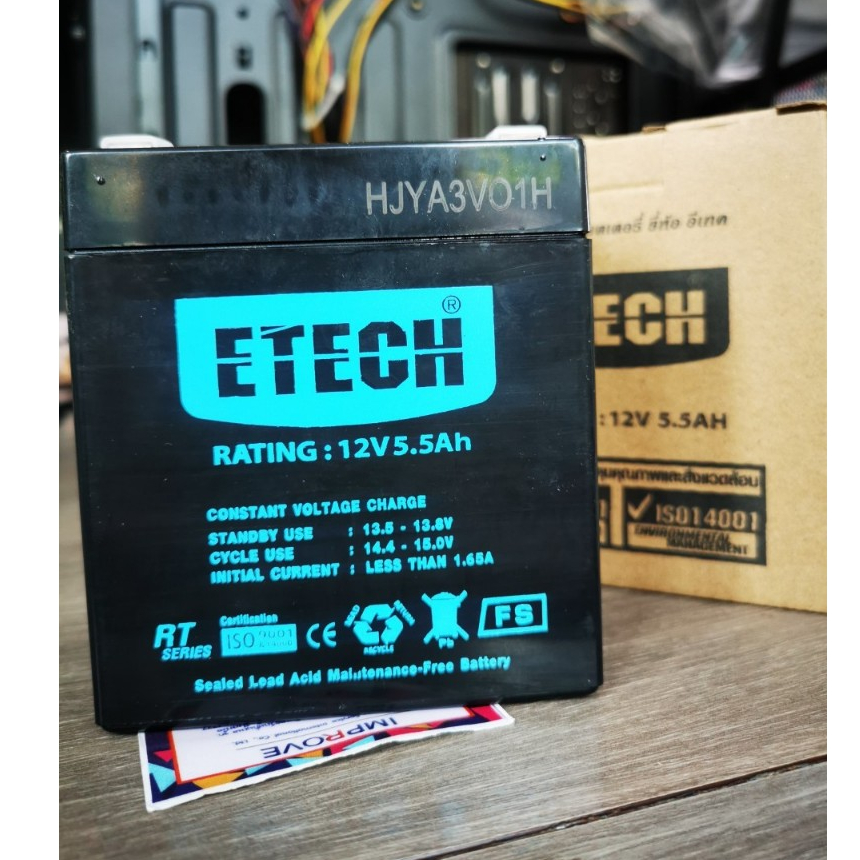 พร้อมส่ง-Battery UPS 5.5Ah 12V แบตเครื่องสำรองไฟ ETECH - SIZE 12V. 5.5 Ah / 7 x 9 x10 cm ...