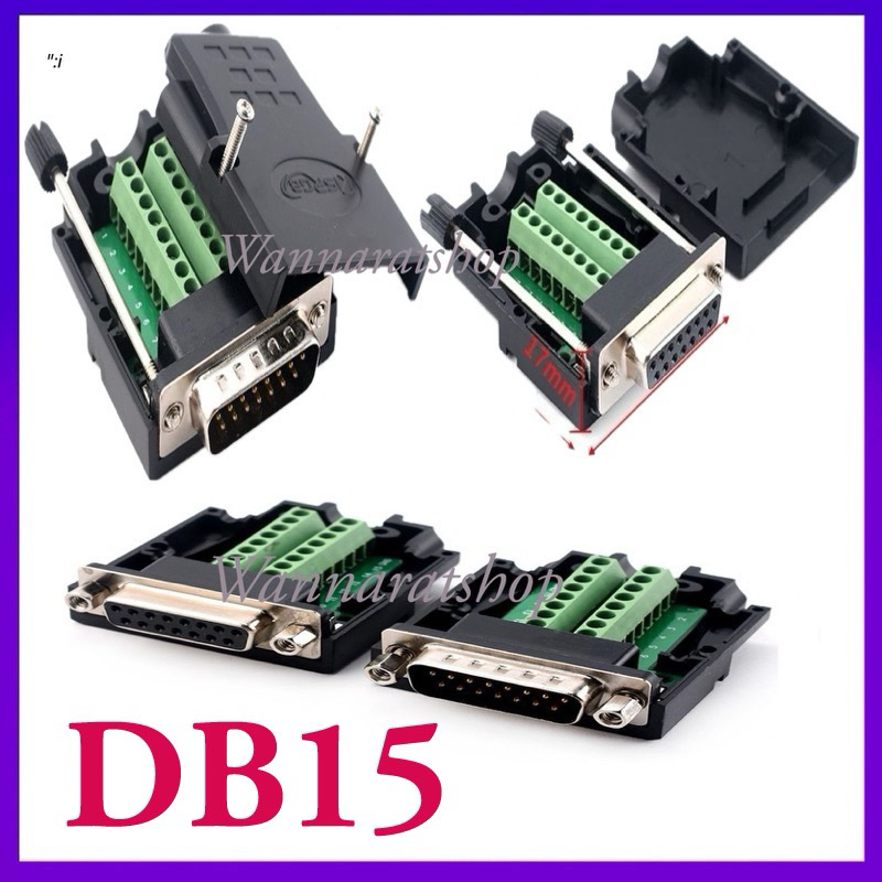 DB15 D-SUB Female / Male 15 Pin Plug Breakout Terminals Board Connector Nut | Shopee Thailand