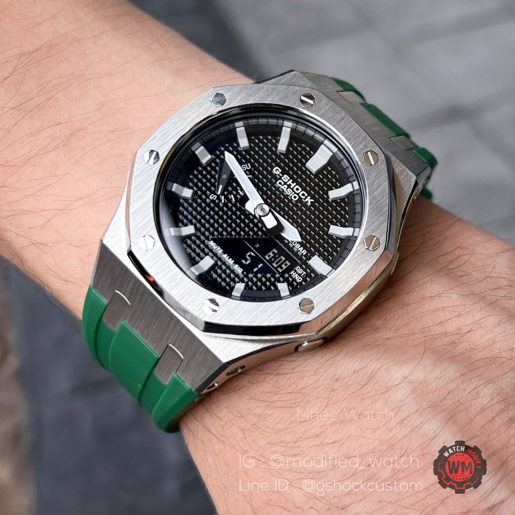 G-Shock Casioak AP Style Custom Hulk Green Rubber Strap Black Waffle ...