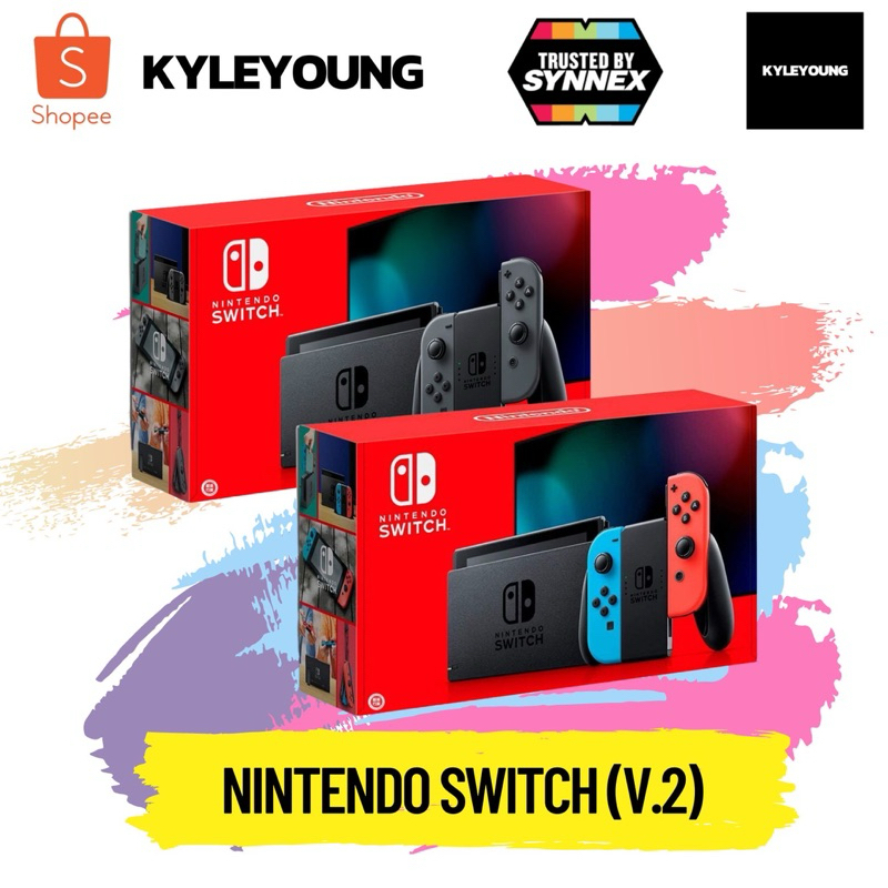 [สินค้ามือ1 พร้อมส่ง] NINTENDO SWITCH (V.2) ประกัน Synnex | Shopee Thailand