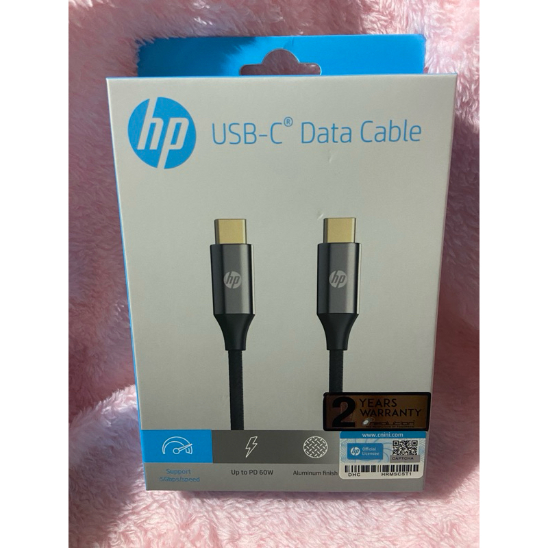สายชร์าจ HP USB -C DATA CABLE DHC-TC109 support 5Gbps/speed upto PD 60w ...