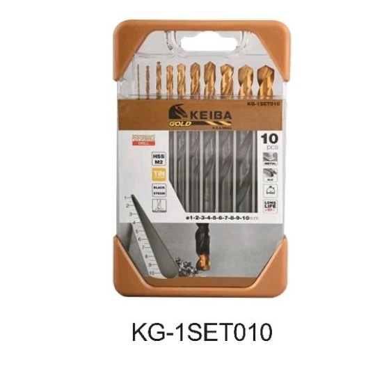 Keiba ชุดดอกสว่าน เจาะเหล็ก HSS Gold 10ตัวชุด 1.0-10mm KG-1SET010 | Shopee Thailand