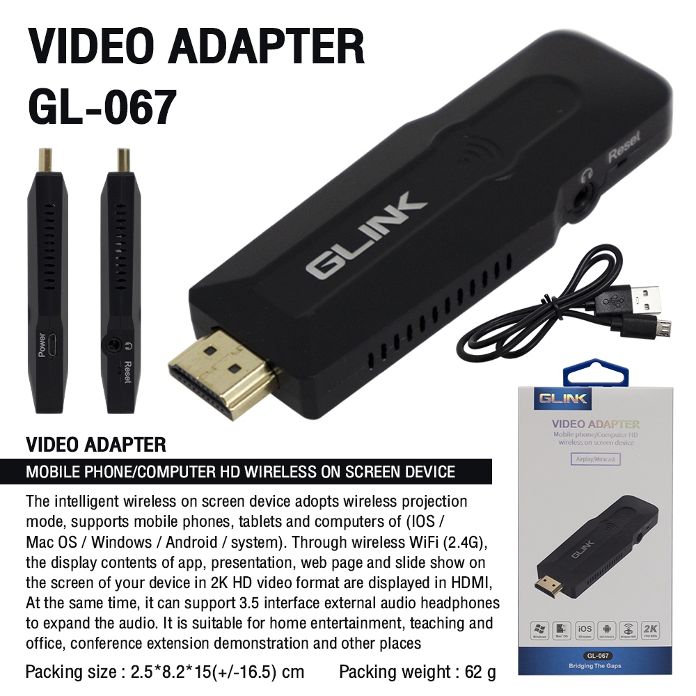 GLINK Gl-067 Video Adapter HD Wireless TO HDMI | Shopee Thailand