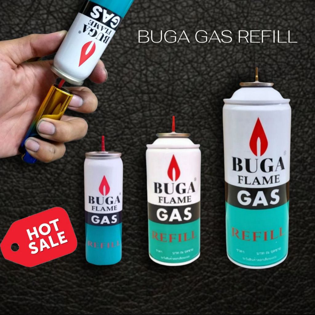 แก๊สเติมไฟแช็ค Buga GAS Refill ขนาด 50g, 130g, 300g สำหรับไฟแช็ค ...