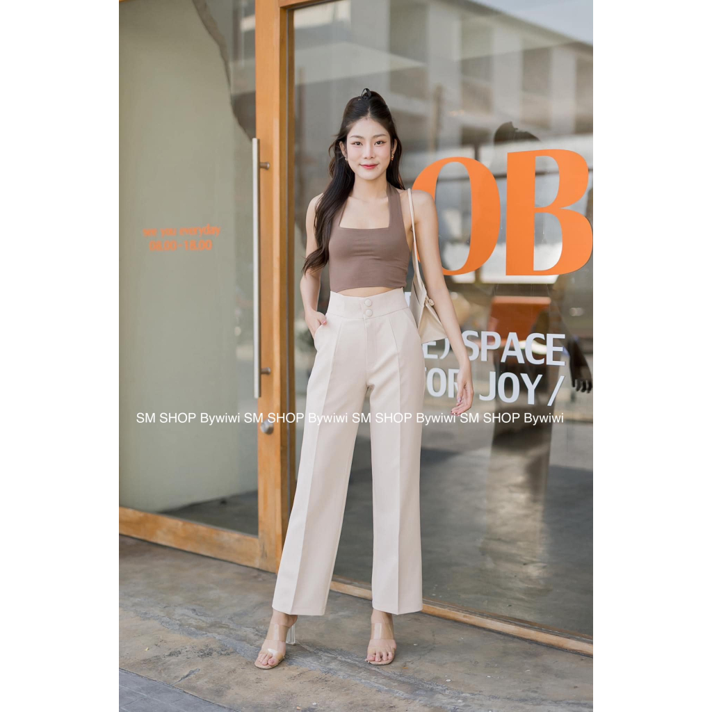 🌈รุ่น D3🌈 กางเกงขากระบอกเอวสูง กระดุมคู่ ผ้าไอวี่ ผ้าเปเป้ พร้อมส่ง S-2XL มีเก็บปลายทาง📨 ...