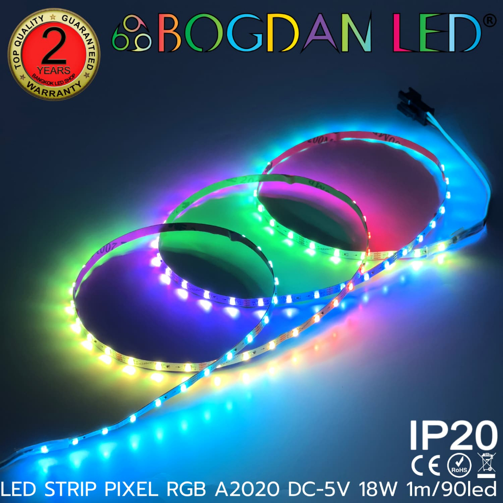 LED STRIP PIXEL RGB A2020 DC-5V 18W 90LED/1M ยาว1เมตร IP20 ยี่ห้อ ...