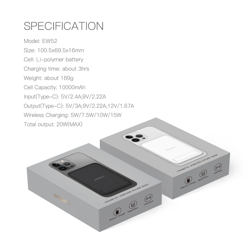 [ติดตาม รับส่วนลด] Eloop EW52 MagCharge Magnetic 10000mAh แบตสำรองไร้ ...