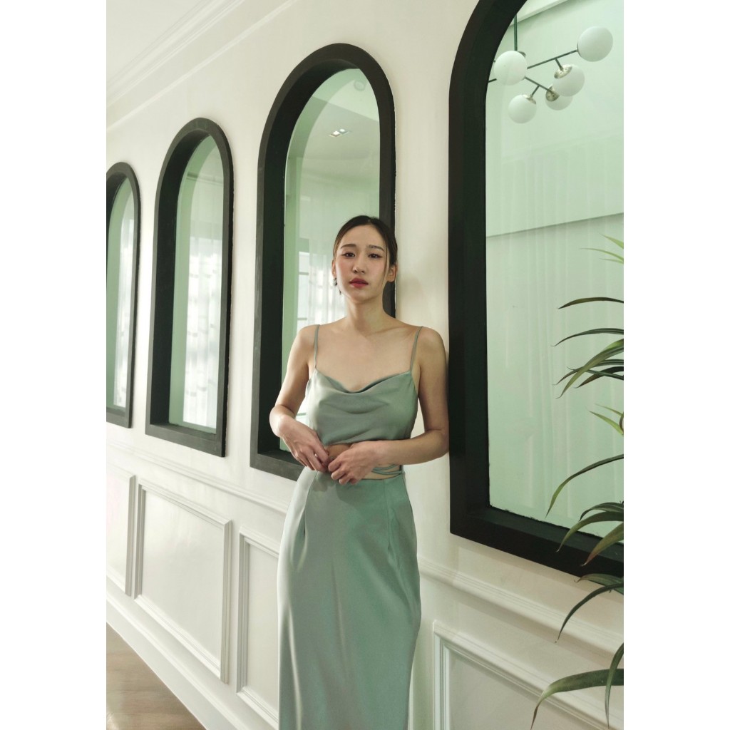 CHANUN-Darin dress เดรสคอถ่วงโชว์เอว (CN-065) | Shopee Thailand