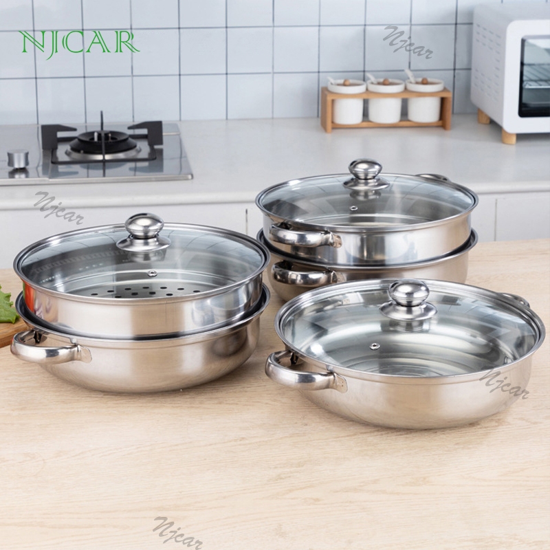 NJCAR POT-G หม้อนึ่งฝาใส 2/3ชั้น ขนาด28cm. หม้อสแตนเลสอเนกประสงค์ ใช้ ...