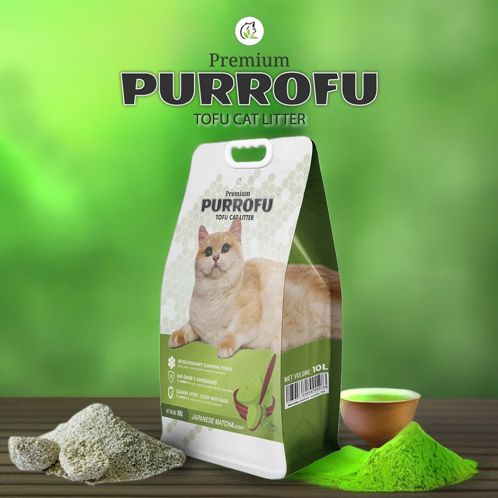 PURROFU Tofu Cat Litter ทรายแมวเต้าหู้ แบบเกล็ด สูตรพรีเมียม ขนาด 10 ...