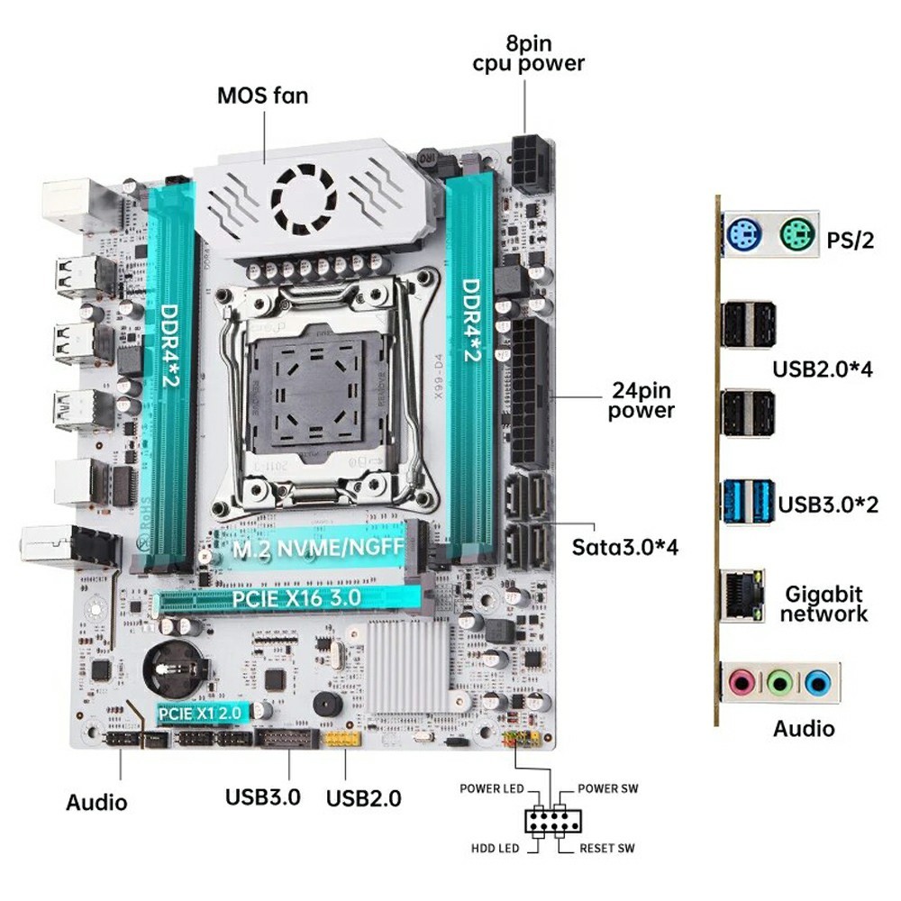 X99 X99D4 Xeon E5-2699V4 Set CPU MB Cooler Memory Ram ชุดสำหรับทำงาน ...