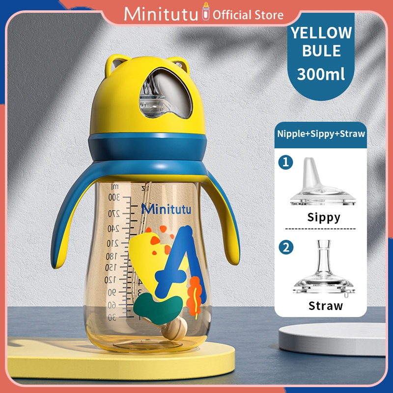 Minitutu 3-in-1 Bear Series ขวดนม PP วัสดุ 240ml/300ml บอลแรงโน้มถ่วง 360° ปลอดสาร BPA | Shopee ...
