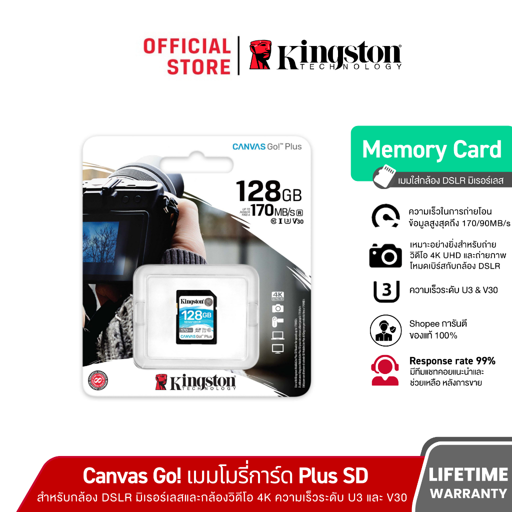 Kingston 128GB Canvas Go! Plus SD Card Full HD & 4K UHD 170MB/s (SDG3 ...