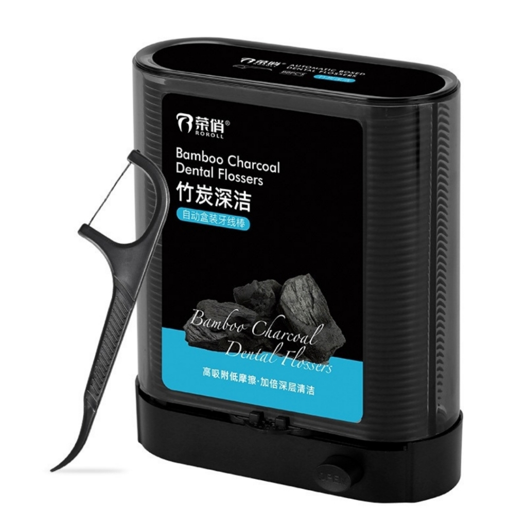 กล่องไม้ขัดฟันสีดำ Roroll แบบกดอัติโนมัต พกพาสะดวก บรรจุ 100 ชิ้น/กล่อง ...