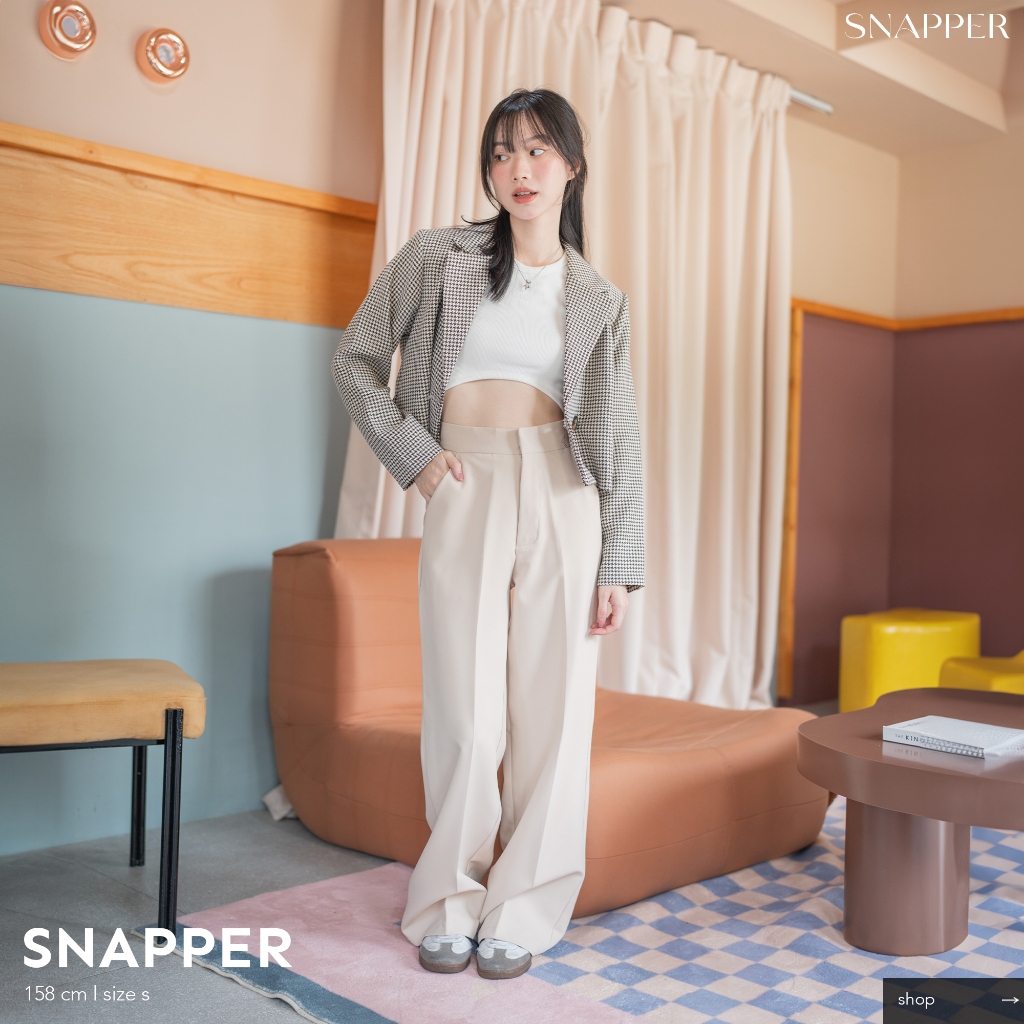 snapper _SP004 กางเกงขายาว กระบอกกลาง ตะขอหน้า เอวสูง ใส่แล้วสูงมากผ้าหนาไม่บางอยู่ทรงควรมีติด ...