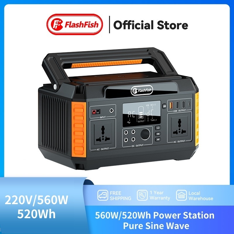 Flashfish Power box กล่อง 560W/520Wh Portable Power Station แคมป์ปิ้ง ...
