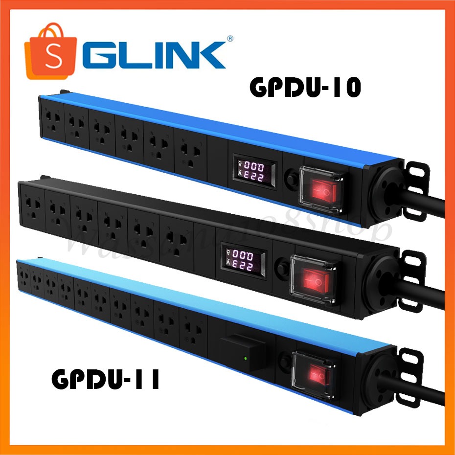 Glink GPDU-10/11/12 Plug Rack 1U 6Way/10Way 2M LCD Display Digital ...