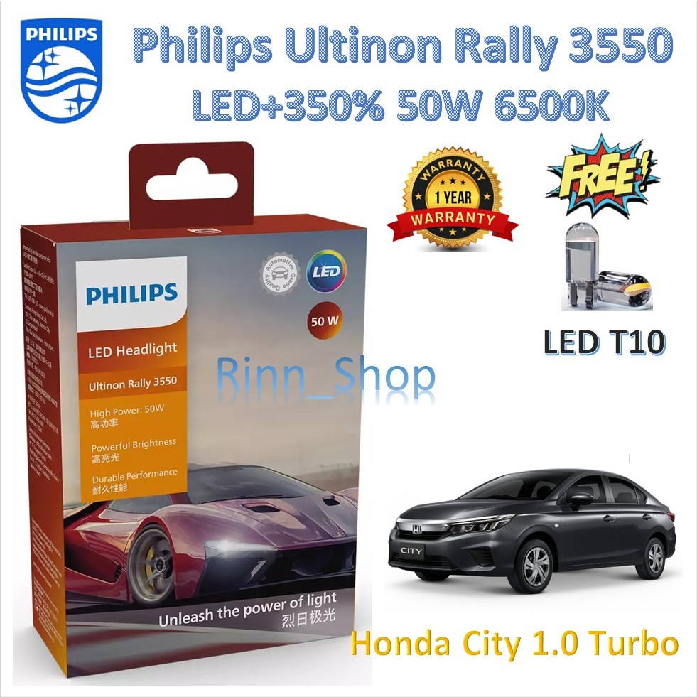 Philips หลอดไฟหน้ารถยนต์ Rally 3550 LED 50W 9000lm Honda City 1.0 Turbo ...