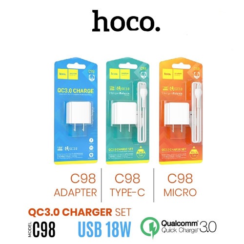 ใหม่ล่าสุด Hoco C98 หัวชาร์จ QC3.0 ชาร์จ เร็ว มีแบบชุดสำหรับ micro และ ...