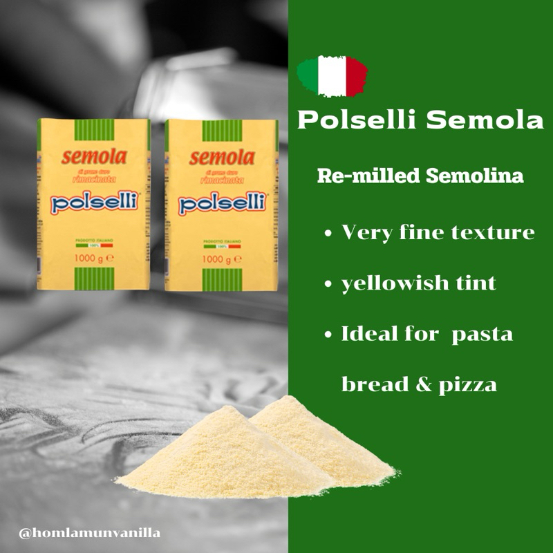 แป้งเซโมลา Polselli SEMOLA (แป้งเซโมลิน่า semolina flour) Package 1 kg ...