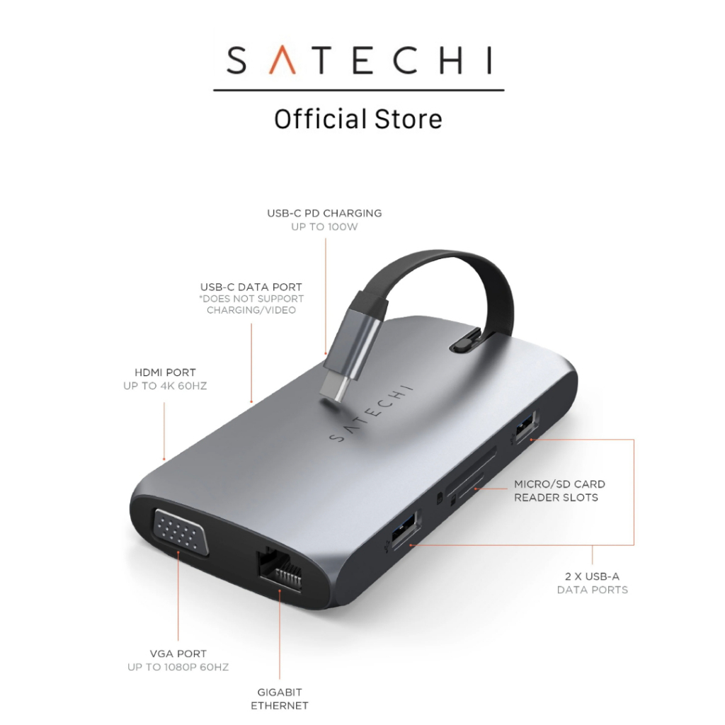ฮับ Satechi USB 4 Multiport Adapter with 8K HDMI - Space Gray | Shopee ...