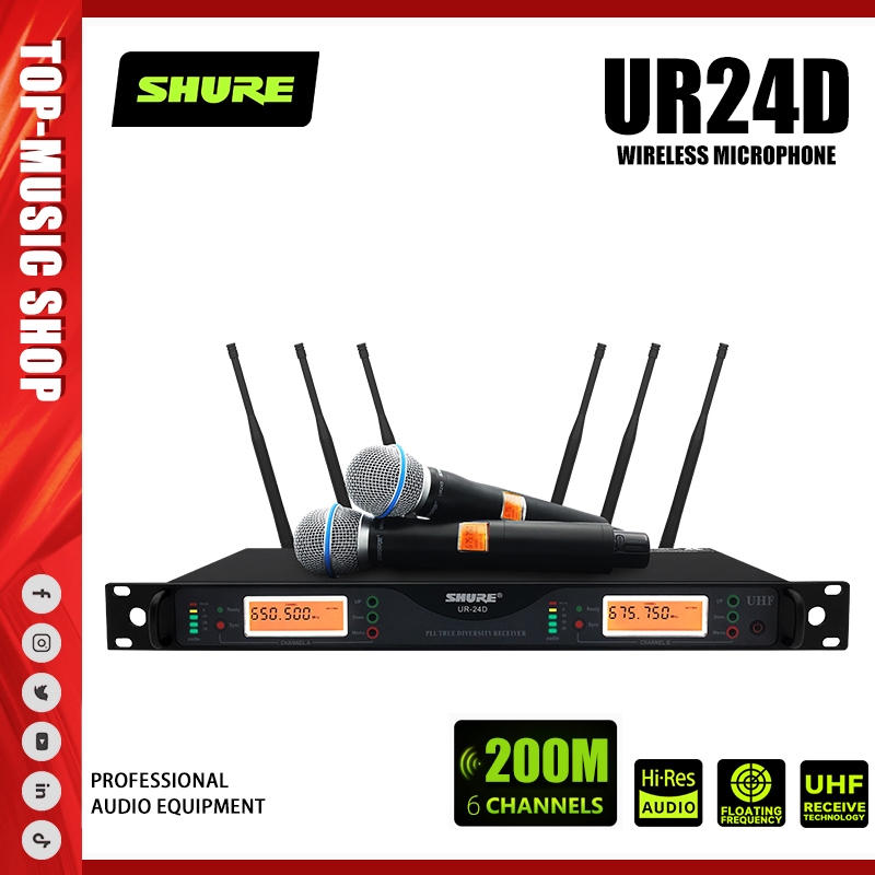 เวอร์ชั่นใหม่ SHURE UR24D ไมโครโฟนไร้สายสากลสี่แบบในหนึ่งเดียว ไมโครโฟน ...