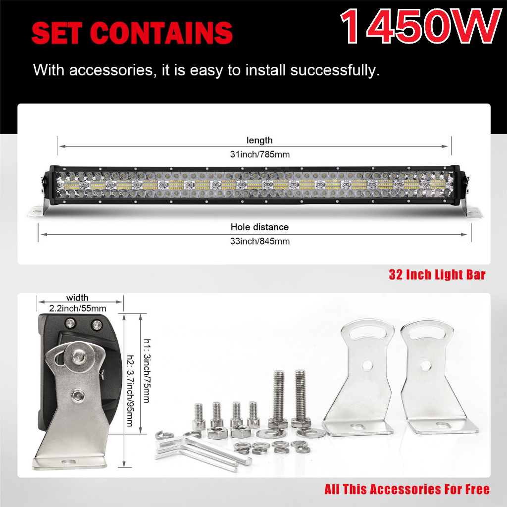 【ส่งจากไทย】22-42นิ้ว 780W-2500W 12D Reflector 3-ROW SPOT/FLOOD Combo ...