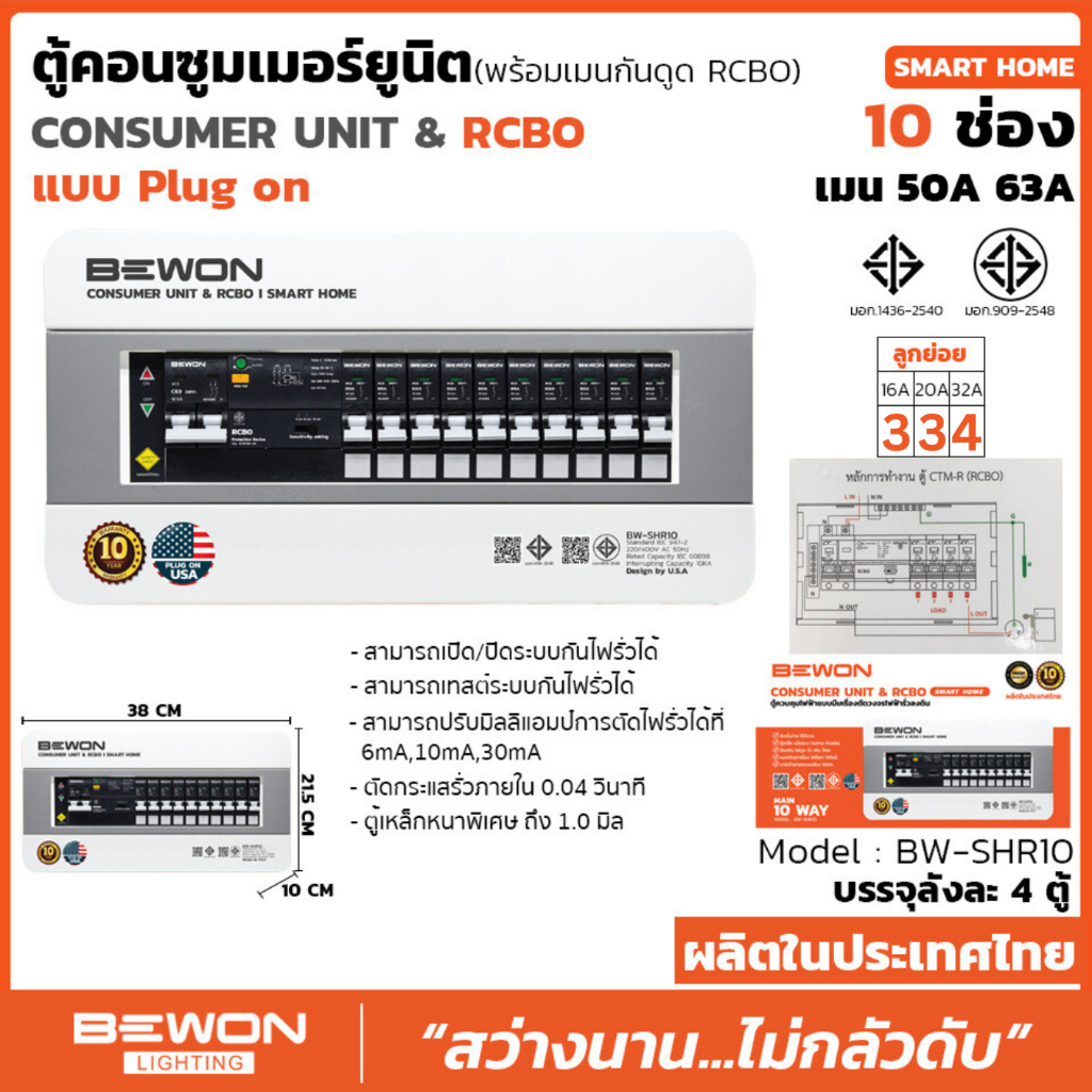 BEWON ตู้คอนซูมเมอร์กันดูด 10 ช่อง รุ่น BW-SHR10 ตู้เหล็ก | Shopee Thailand