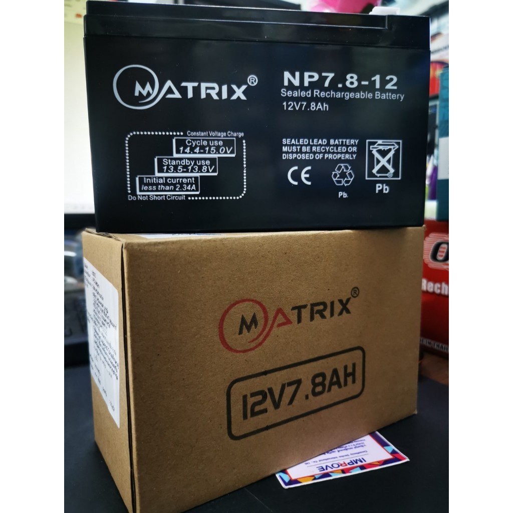 7.8Ah 12V - Battery UPS แบตเครื่องสำรองไฟ Matrix -12V. / SIZE 12V. ขนาด ...