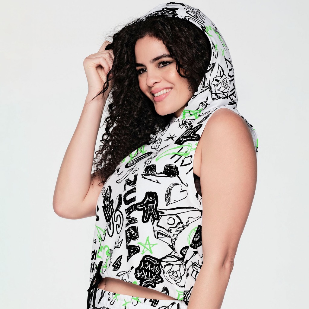 Fierce And Fired Up Crop Tank (เสื้อกล้ามครอปมีฮู้ดออกกำลังกายซุมบ้า ...