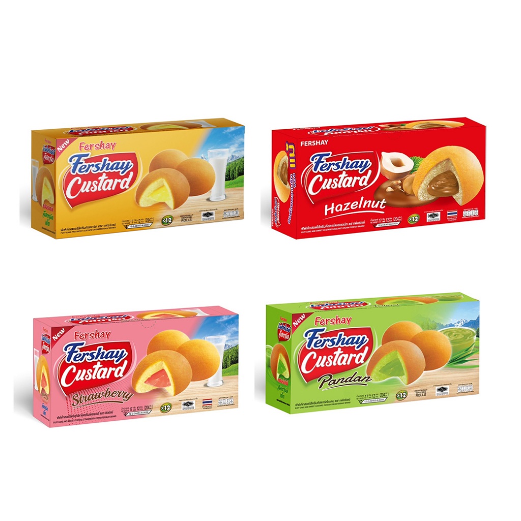 Fershay เฟอร์เชย์ คัสตาร์ดขนาด 17กรัม/แพ็ค 12 ชิ้น (มีให้เลือก 4 รสชาติ ...