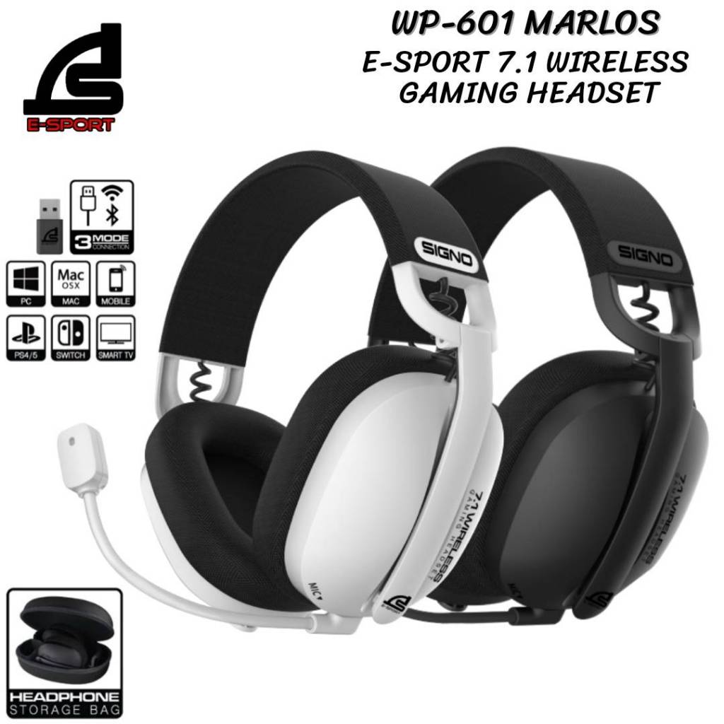 SIGNO WP-601 รุ่น MARLOS E-SPORT 7.1 WIRELESS GAMING HEADSET | Shopee ...