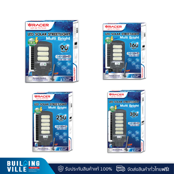 RACER โคมไฟถนนโซลาร์เซลล์ MULTI BRIGHT LED SOLAR STREET LIGHT 65K (90W ...