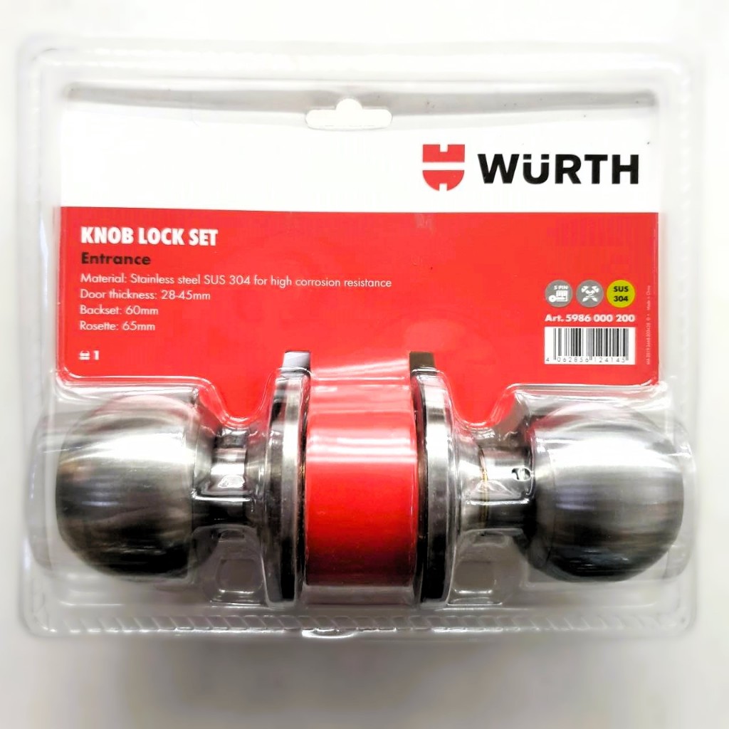 WURTH ลูกบิดประตูสแตนเลส Cylindrical knob lock set สีสแตนเลส สีทองแดง ...