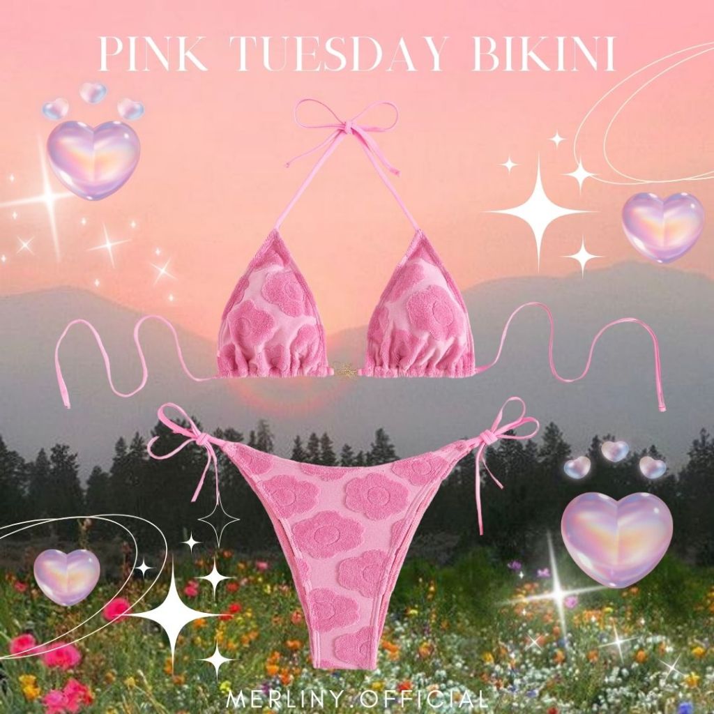 [พร้อมส่ง] 💓PINK TUESDAY💓 บิกินี่ทูพีช บิกินี่สีชมพู ชุดว่ายน้ำ เสื้อ ...